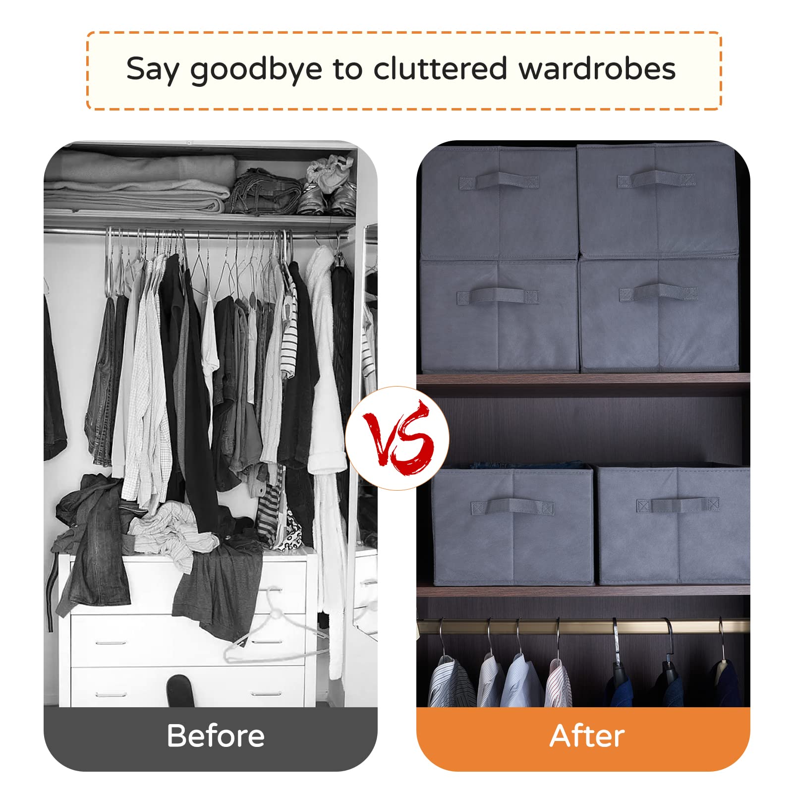 6 Pcs Large Size Wardrobe Clothes Organizers 5/7/9 Grids Foldable Clothes Organizers with Handles for Pants, Jeans, Sweater, T-shirt, Thin Coat, Dress 16.9 x 11.8 x 8.6 Inches Stackable Storage Bin