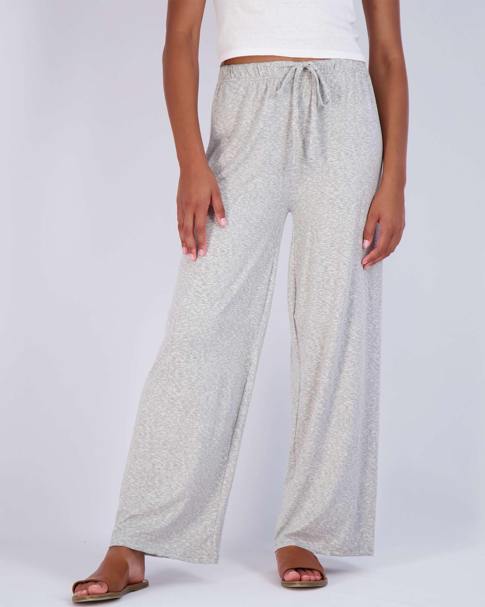 Real Essentials 3 Pack Soft Palazzo Pajama Pants for Women, Wide Leg Comfortable Casual Lounge Yoga Bottoms, Multicolor, Set 7, X-Large