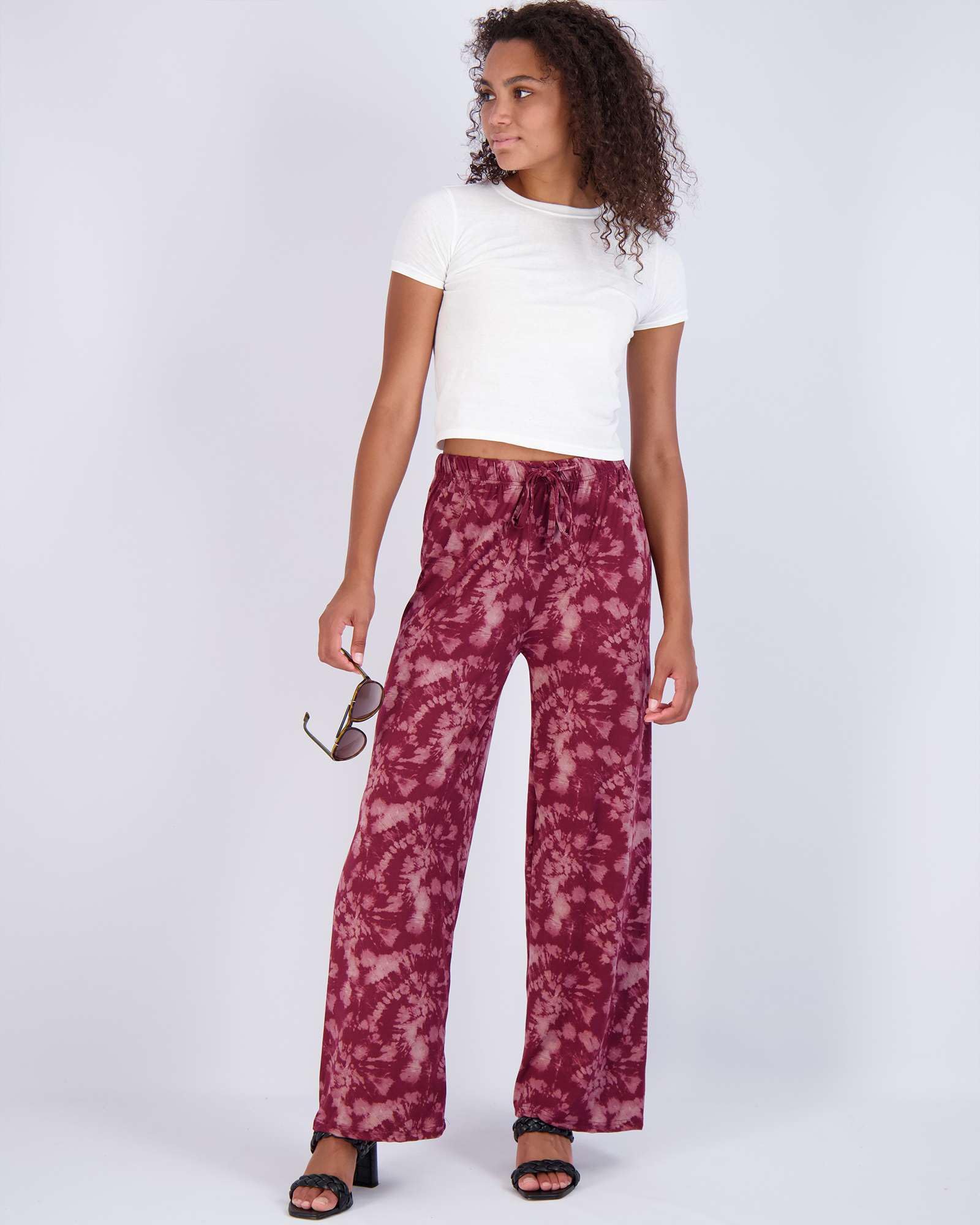 Real Essentials 3 Pack Soft Palazzo Pajama Pants for Women, Wide Leg Comfortable Casual Lounge Yoga Bottoms, Multicolor, Set 7, X-Large