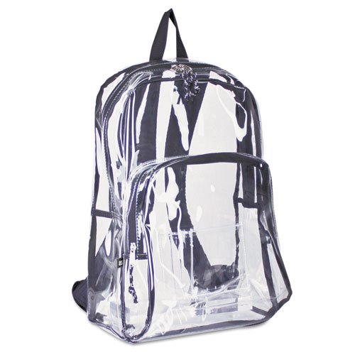 Eastsport - Backpack, PVC Plastic, 12 1/2 x 5 1/2 x 17 1/2 - Clear/Black, 193971BJBLK