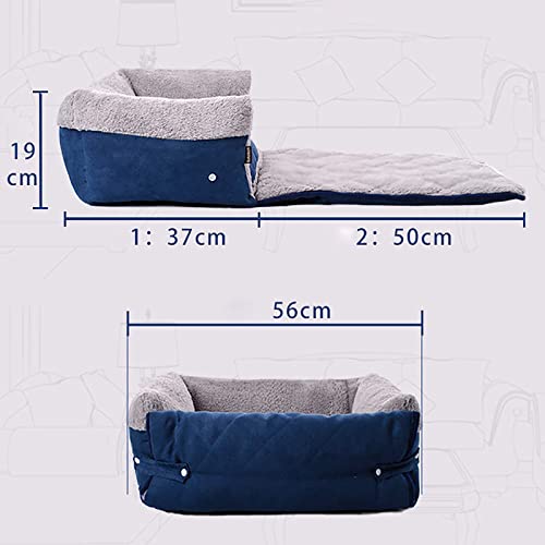Springhall Multifunction Dog Bed Mat, Washable Ultra Soft Warm Plush Square Kennel with Removable Cover and Non-Slip Bottom, for Medium Large Dogs,Green,56x37x19cm