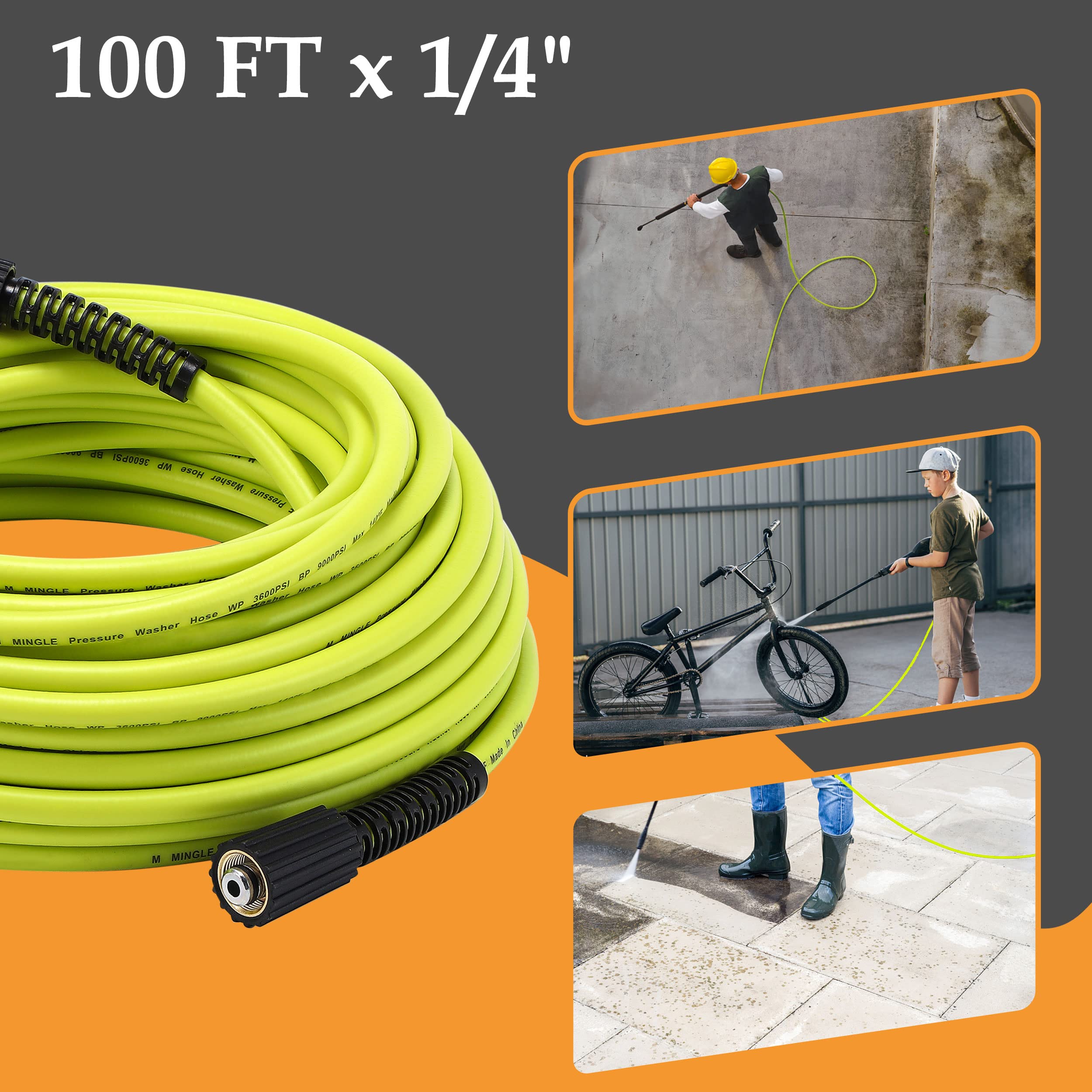 M MINGLE High Pressure Washer Gun Snow Foam Lance with Pressure Washer Hose
