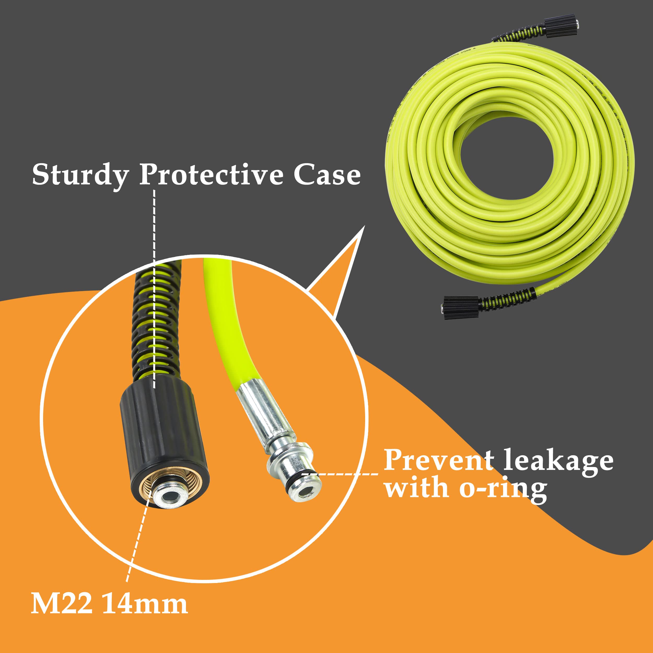 M MINGLE High Pressure Washer Gun Snow Foam Lance with Pressure Washer Hose