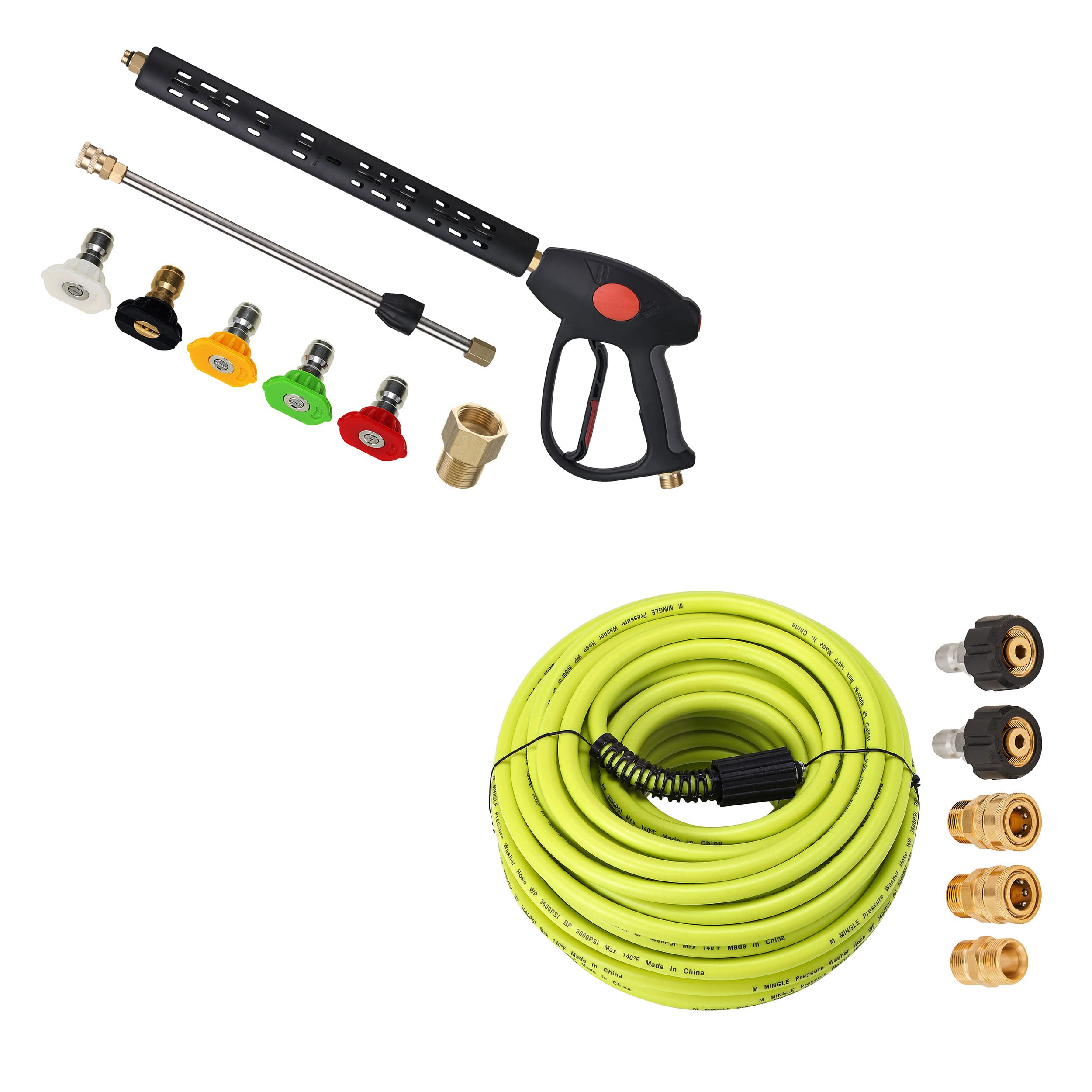 M MINGLE Replacement Pressure Washer Gun with Extension Wand with Pressure Washer Hose
