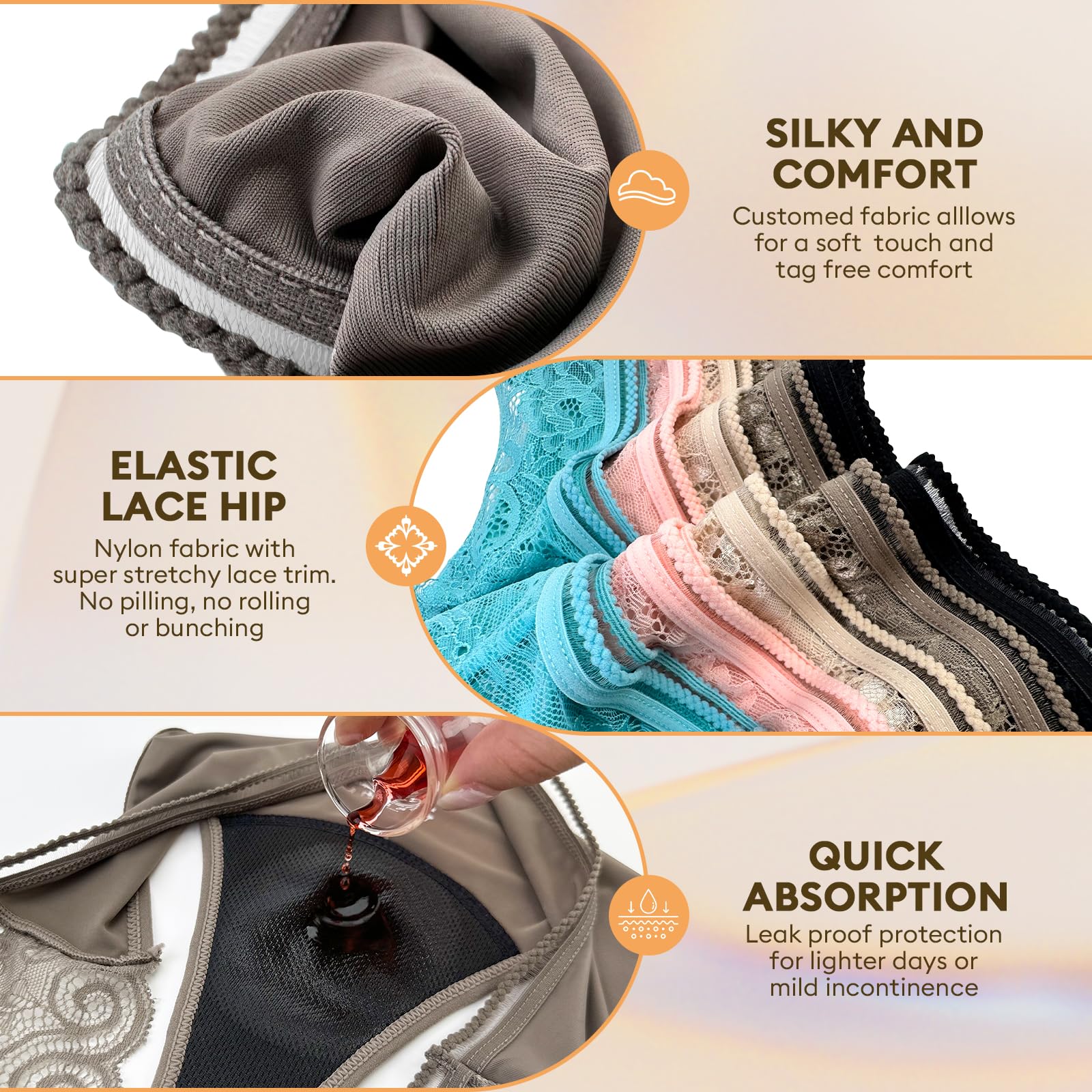 shaperisfree Lace Thong Period Underwear for Women, Leak Proof Period Thongs, Absorbent Panty, Menstrual Thong Bikini Bottom
