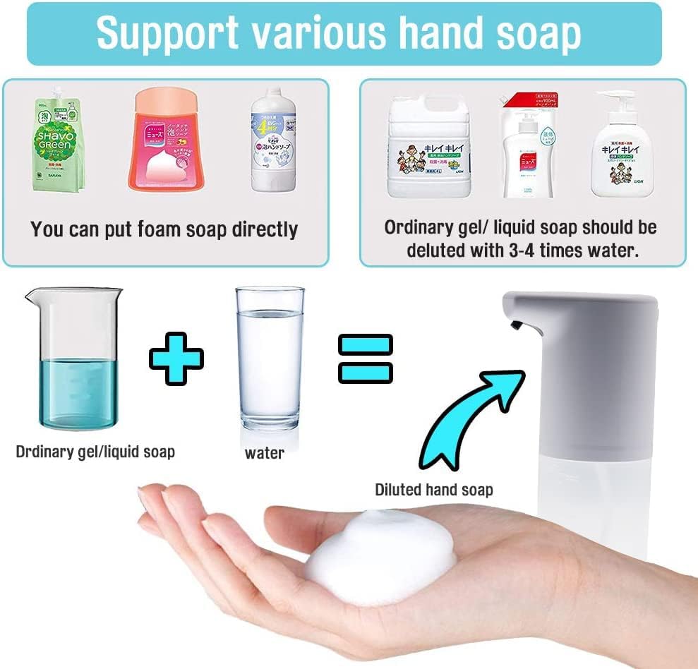GZRKF Automatic Foaming Soap Dispenser Bathroom Hand Soap Dispenser Automatic Dish Soap Dispenser for Kitchen Sink Bathroom Commercial Hotel White
