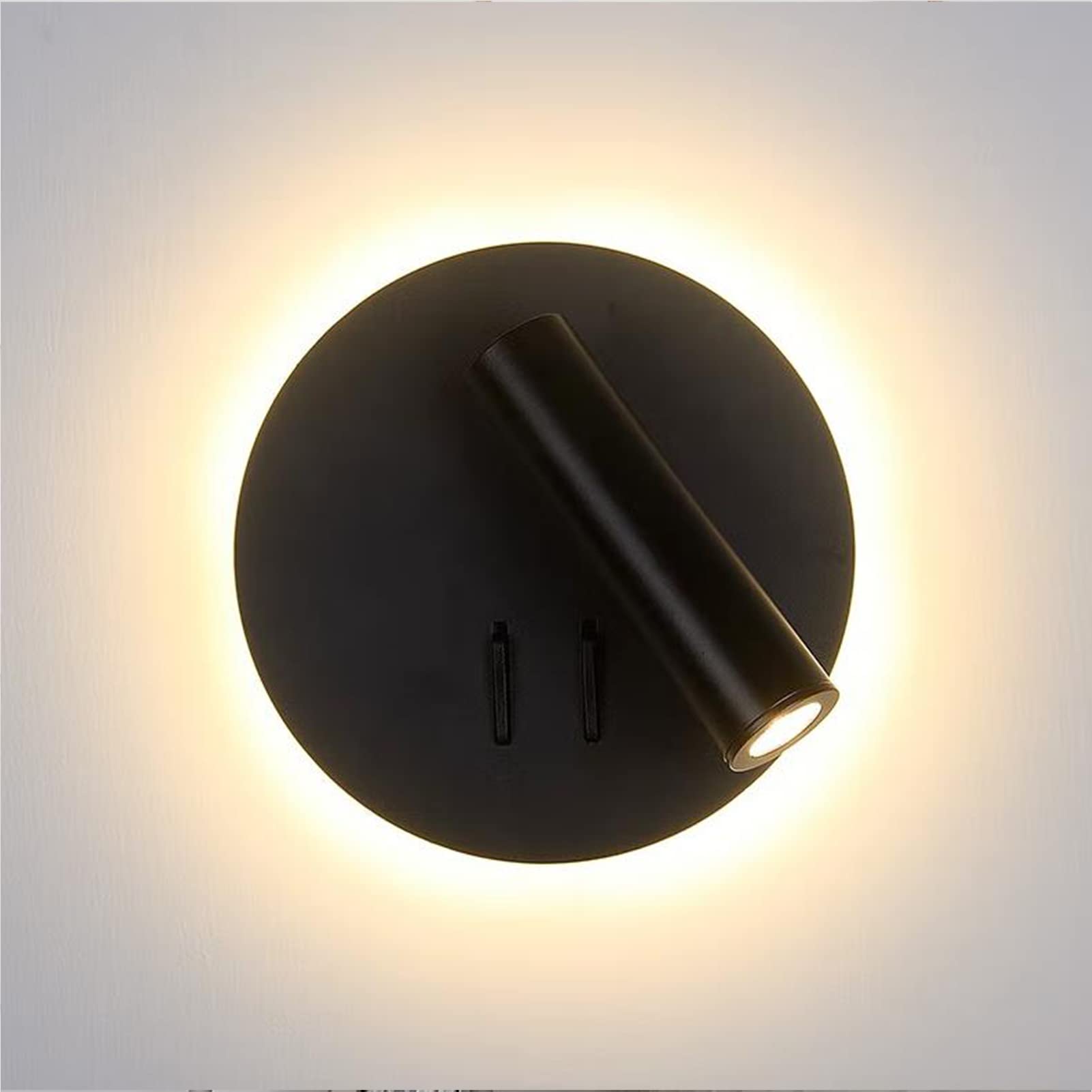 Luzden Modern Wall Mount Light Focused Bed Bedside Reading Wall Lamp with Switch LED Wall Sconce Rotatable Headboard Lights Indoor Spotlight Adjustable for Living Room,Bedroom 3+7W 3000K Black