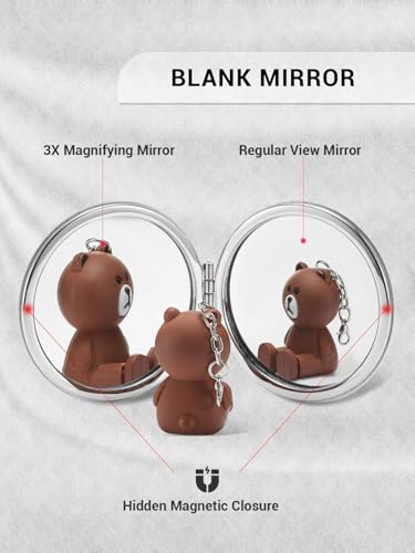 Getinbulk Compact Magnifying Mirror Bulk, Set of 12 Round Double-Sided 1X/10X Magnification PU Leather 2.8"(White)