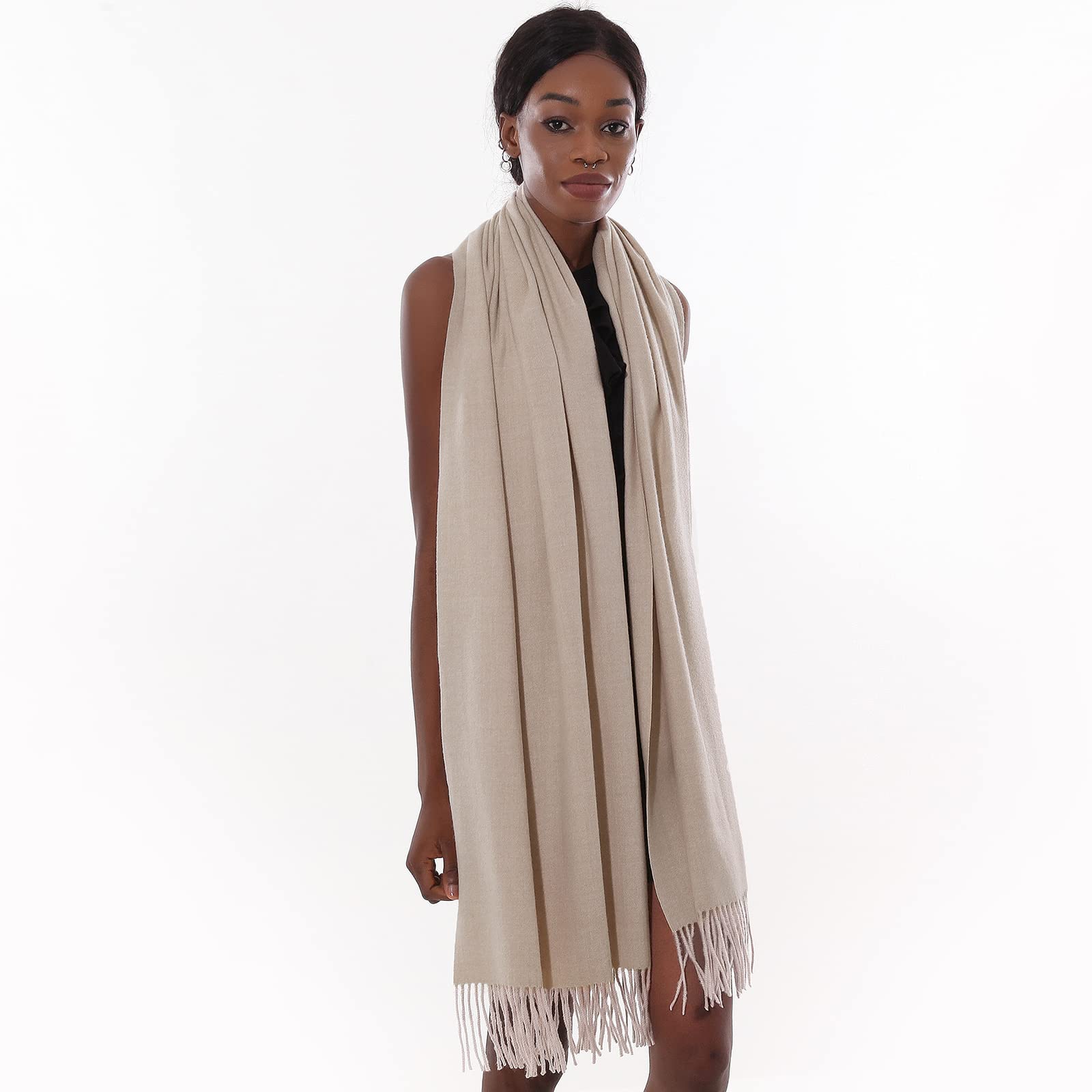 RUI VTRON Womens Winter Scarf Beige Pashmina Shawls and Wraps for Evening Dresses Warm Blanket Scarf for Wedding