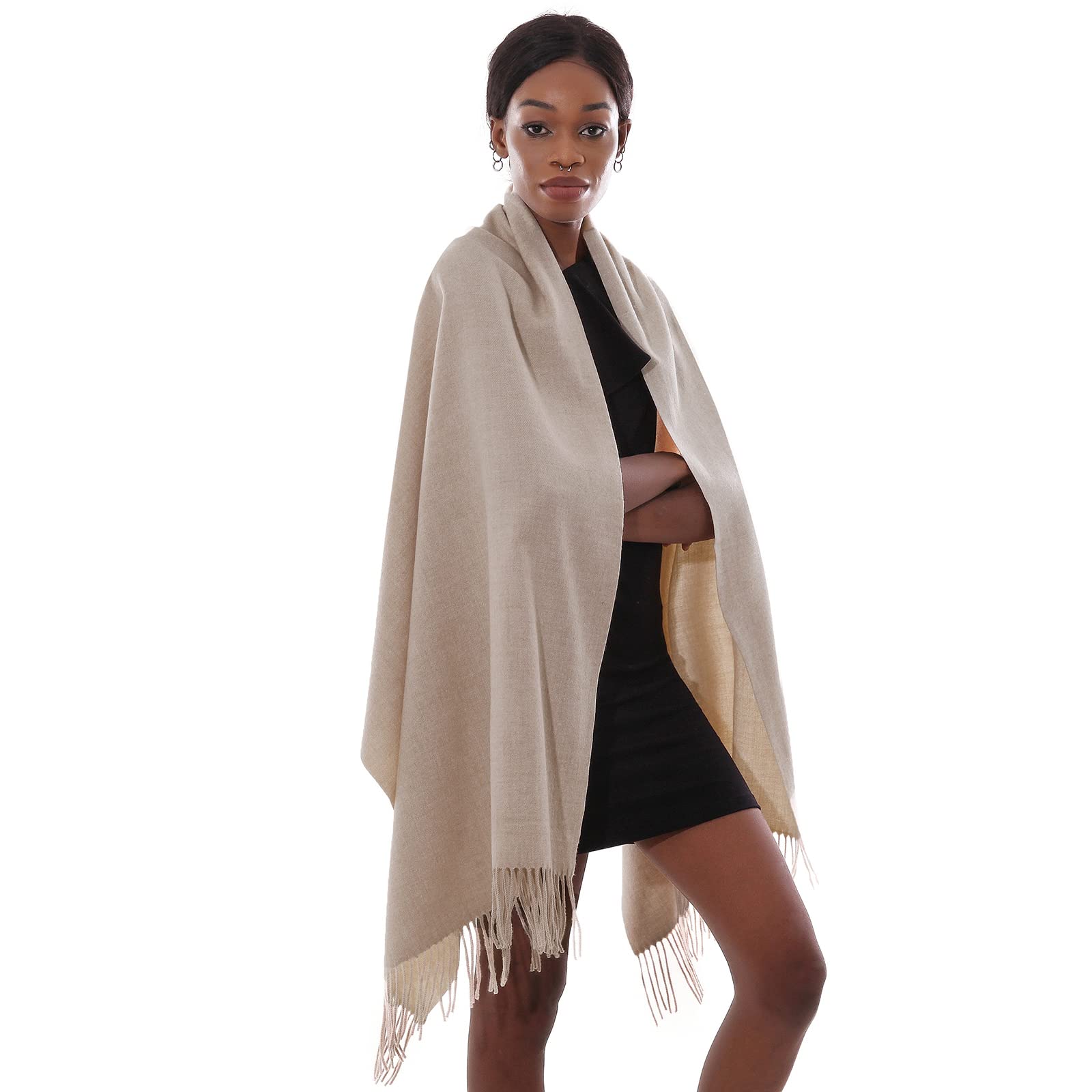 RUI VTRON Womens Winter Scarf Beige Pashmina Shawls and Wraps for Evening Dresses Warm Blanket Scarf for Wedding