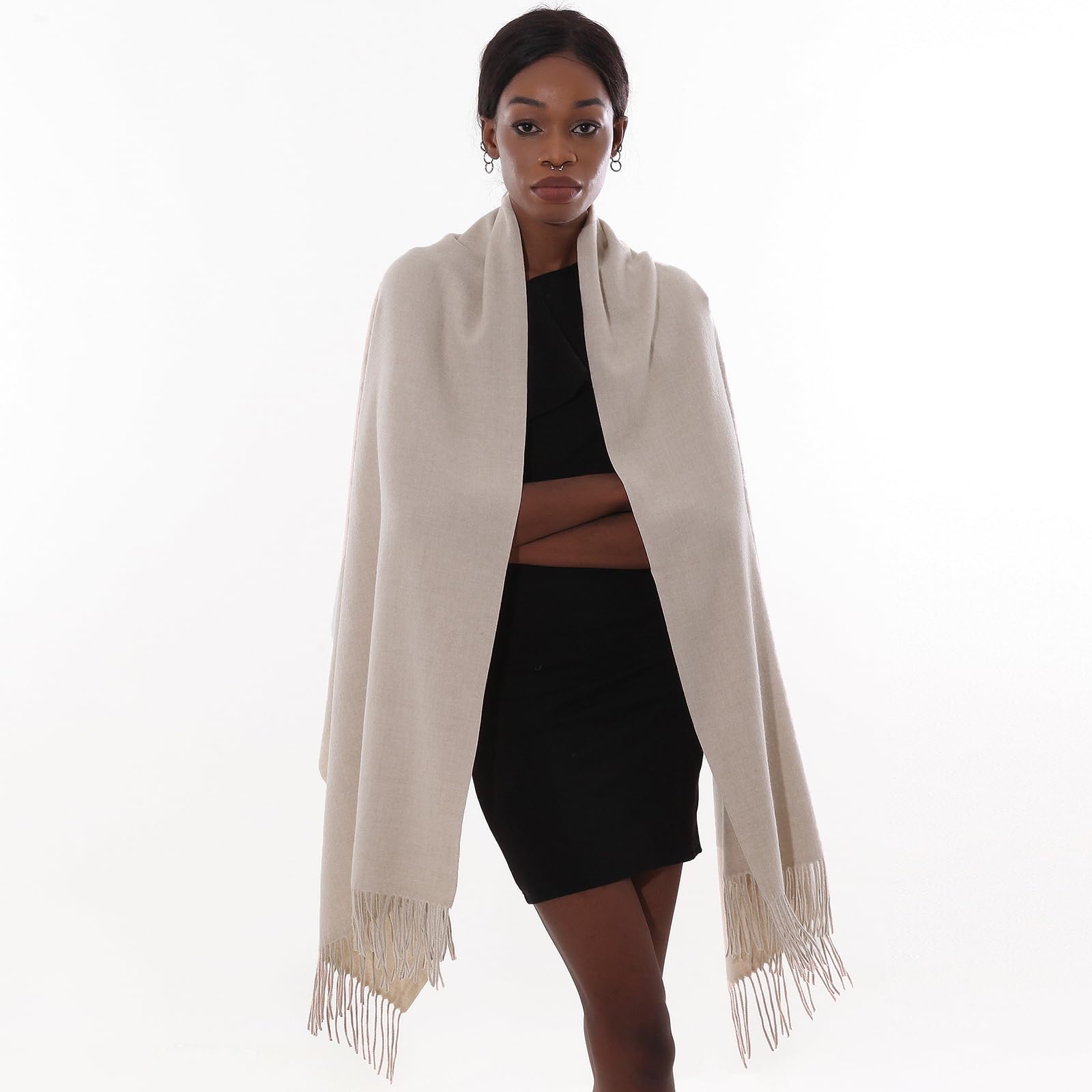 RUI VTRON Womens Winter Scarf Beige Pashmina Shawls and Wraps for Evening Dresses Warm Blanket Scarf for Wedding
