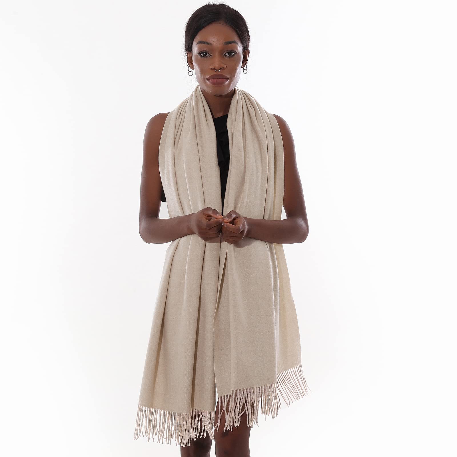 RUI VTRON Womens Winter Scarf Beige Pashmina Shawls and Wraps for Evening Dresses Warm Blanket Scarf for Wedding