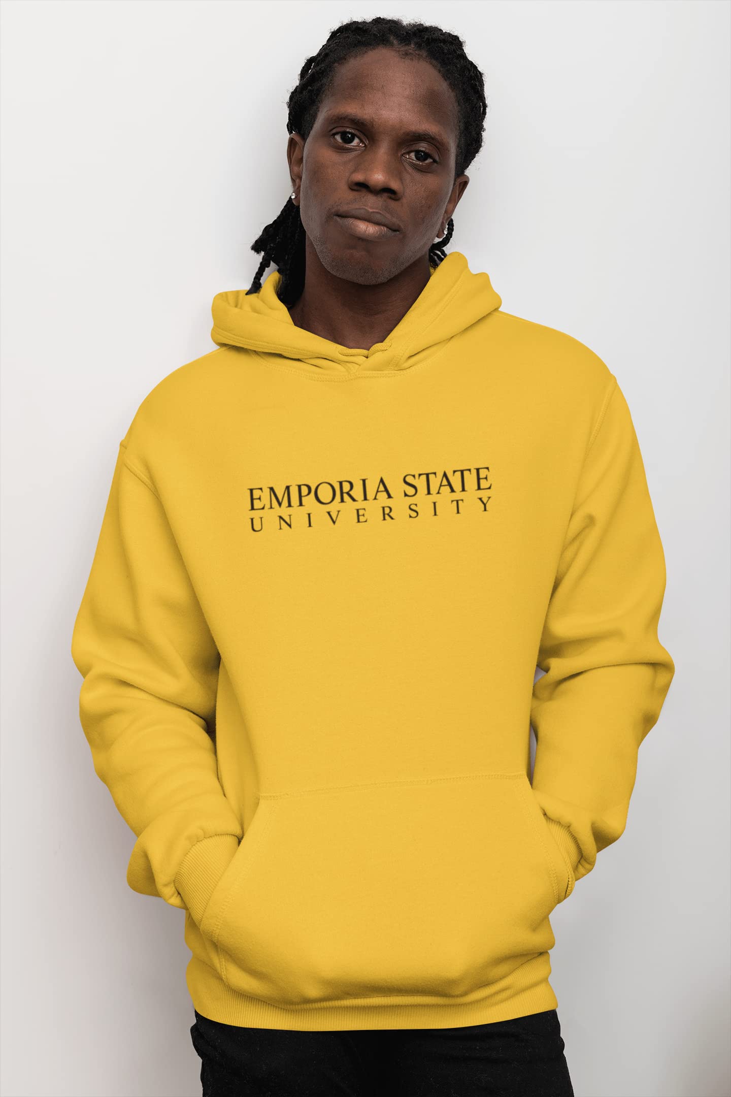 CreateMyTee | Emporia State University Hooded Sweatshirt (Gold, X-Large)