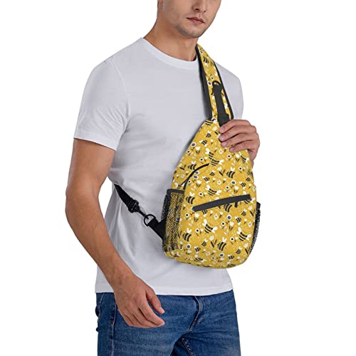 ROSIHODE Cute Funny Bees Pattern Sling Backpack,Travel Hiking Daypack Crossbody Shoulder Bag for Men Women Boys Girls