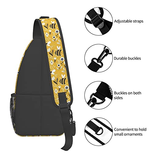 ROSIHODE Cute Funny Bees Pattern Sling Backpack,Travel Hiking Daypack Crossbody Shoulder Bag for Men Women Boys Girls