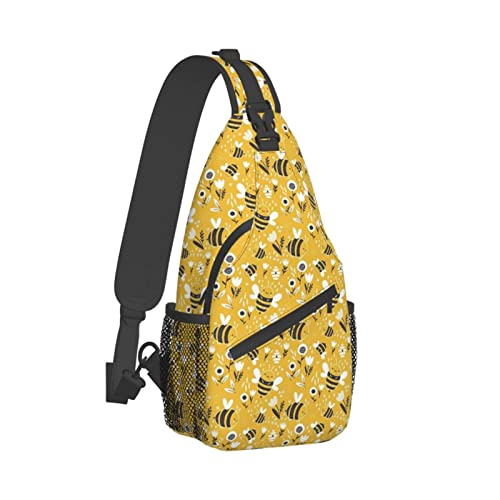 ROSIHODE Cute Funny Bees Pattern Sling Backpack,Travel Hiking Daypack Crossbody Shoulder Bag for Men Women Boys Girls