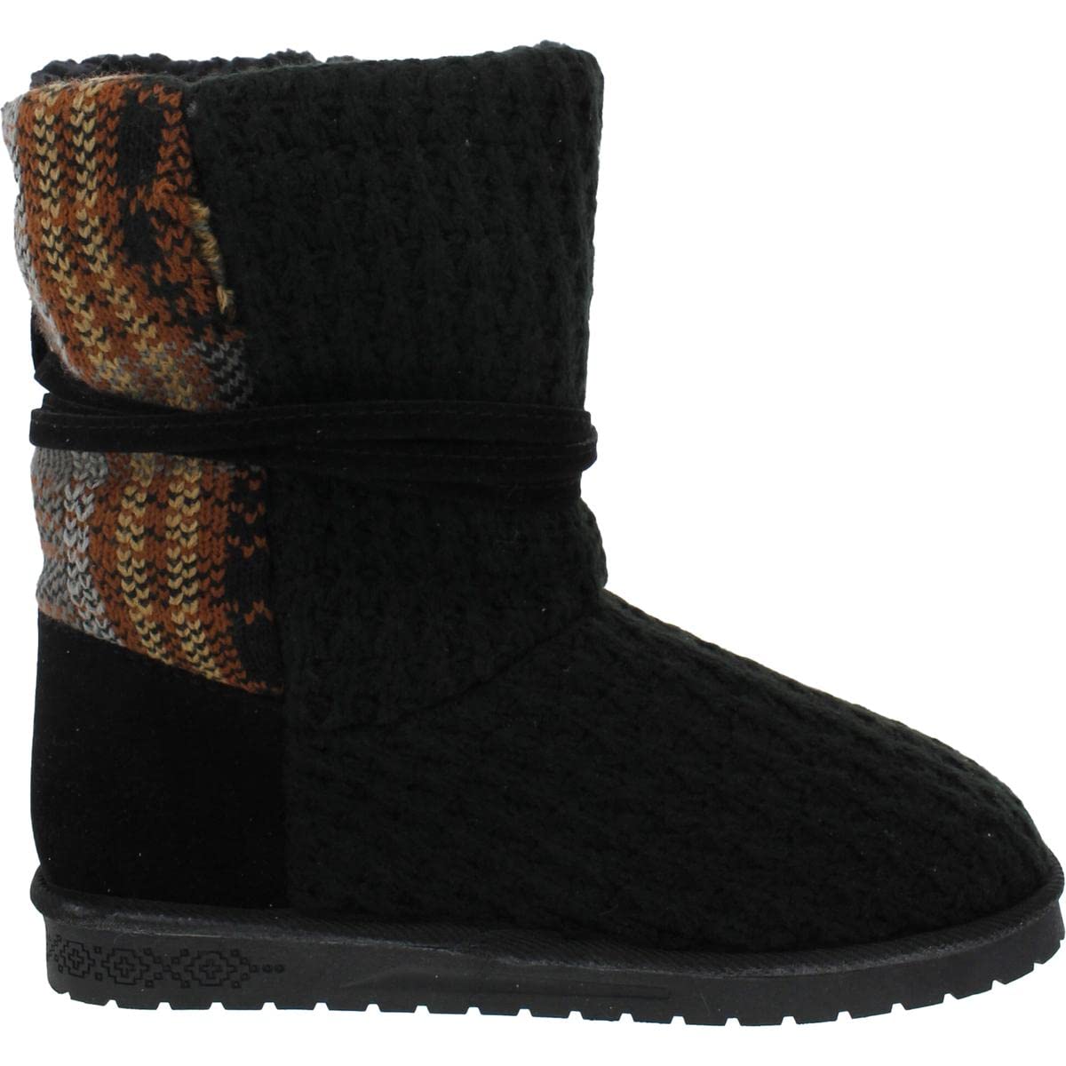 MUK LUKS Women's Clementine Boot, Black Plaid, 9 Wide