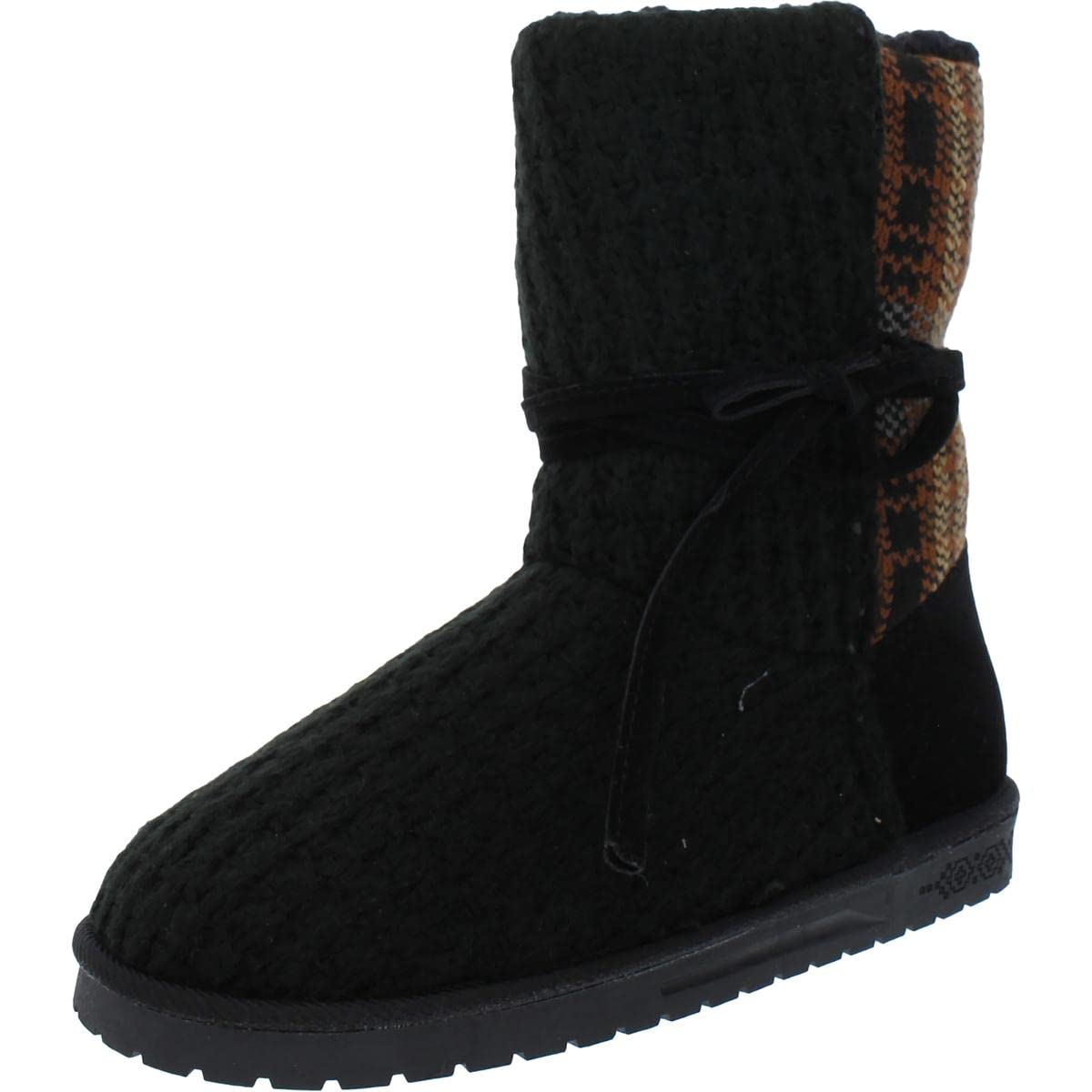 MUK LUKS Women's Clementine Boot, Black Plaid, 9 Wide