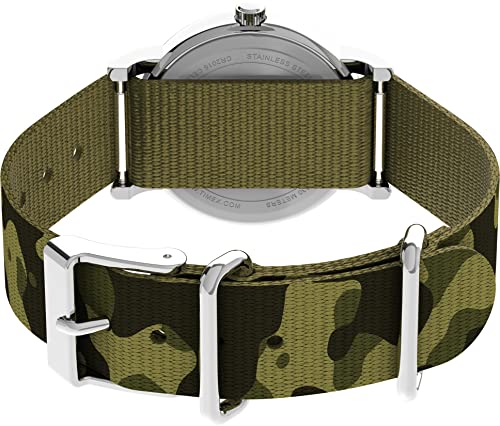 Timex Women's Weekender 31mm Watch - Silver-Tone Case Camo Fabric Strap White Dial
