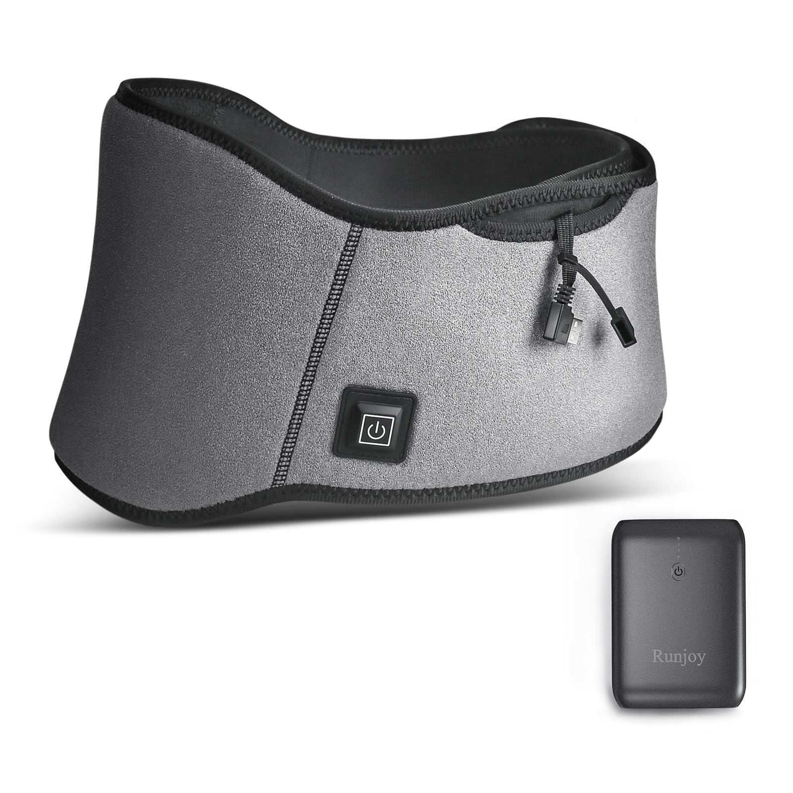 Runjoy Portable Heating Pad, Cordless and Rechargeable Heating Pad with 10000mAh Battery, 3 Heat Settings, Fast Heating and Adjustable Strap for Back Pain, Cramps, Neck and Shoulders
