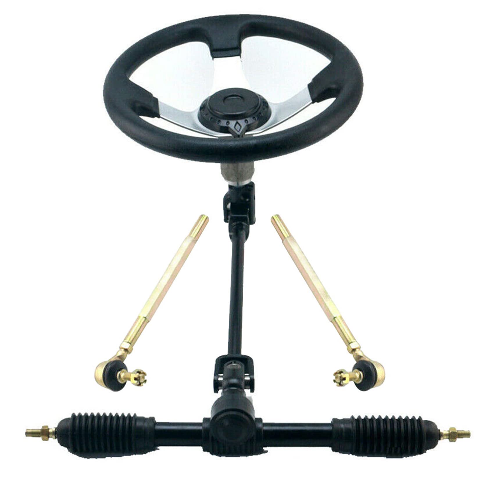 300mm Steering Wheel Assembly Steel Gear Rack Pinion Set Replacement for 110cc Go Kart