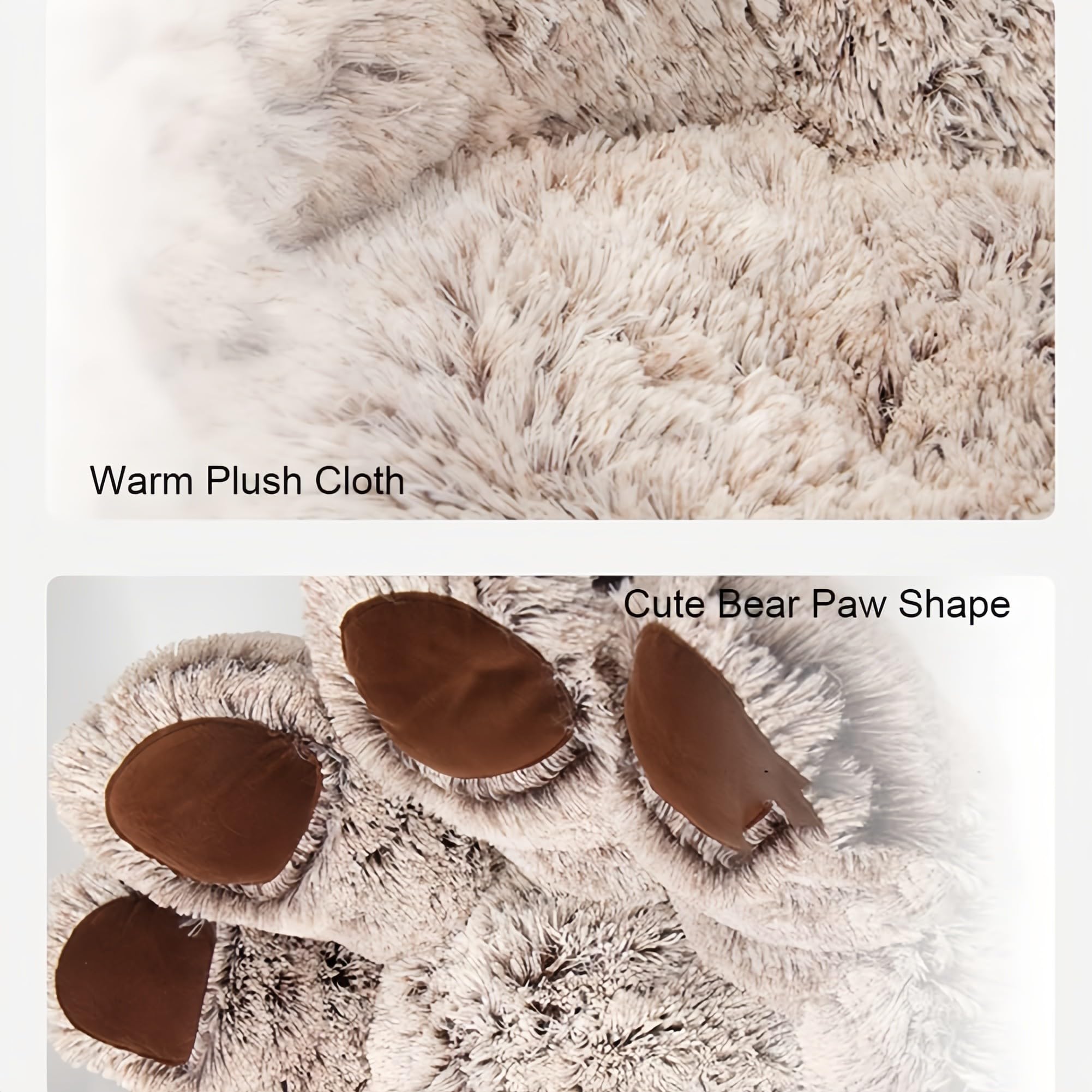 SEAHOME Dog Bed Cat Pet Sofa Cute Bear Paw Shape Comfortable Cozy Pet Sleeping Beds for Small, Medium, and Large Dogs and Cats, Soft Fluffy Faux Fur Cat Cushion Dog Bed (Small 22'' x 22'', Brown)