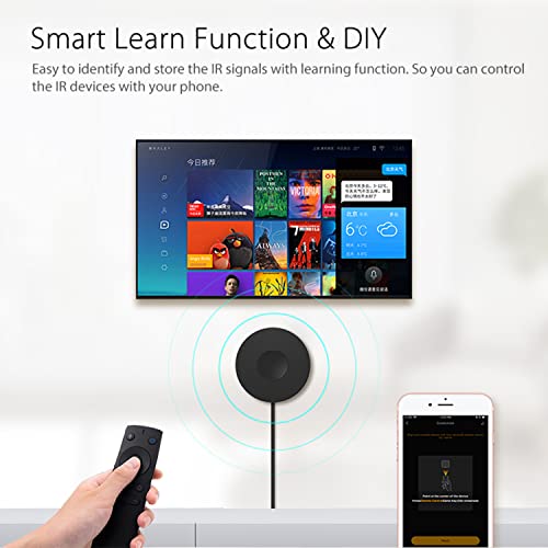 Smart IR RF Universal Remote: Infrared WiFi Remote Controller, IR/RF Smart Home Hub, IR Emitter and RF Blaster for Fan AC TV DVD, Tuya/Smart Life App Control, Compatible with Alexa Google Assistant