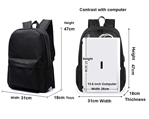 SAZAO Student We Bare Bears School Bookbag Wear-Resistant Canvas Travel Knapsack Waterproof Laptop Backpack for Kid Teen, Black, One Size