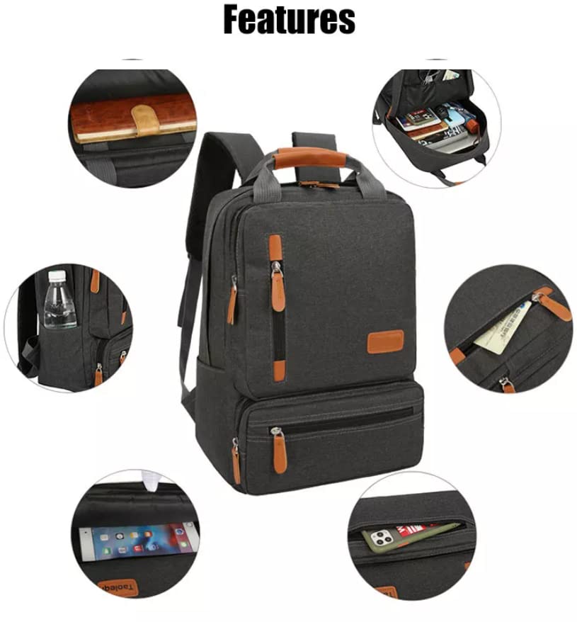 Multifunction Large Capacity School Bag Bookbag 3 pc Backpack Sets Business Laptop Backpack (Black)