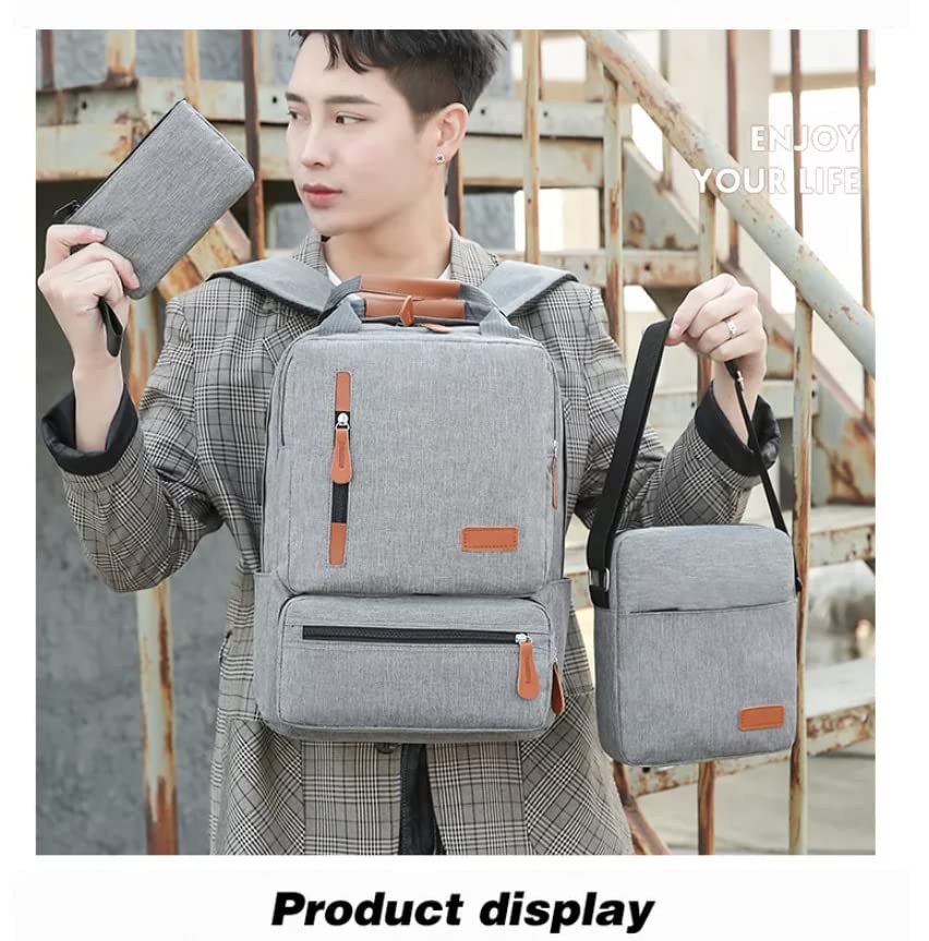 Multifunction Large Capacity School Bag Bookbag 3 pc Backpack Sets Business Laptop Backpack (Black)