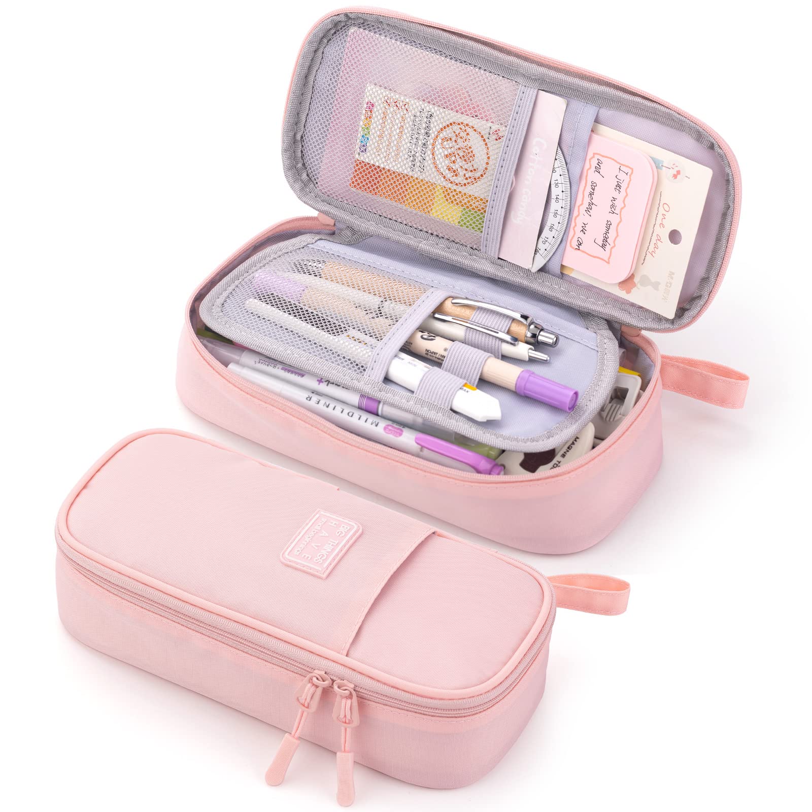 CICIMELON Durable Pencil Case Big Storage Pen Pouch Bag for School Supplies Office College Teen Girls Adults, Pink