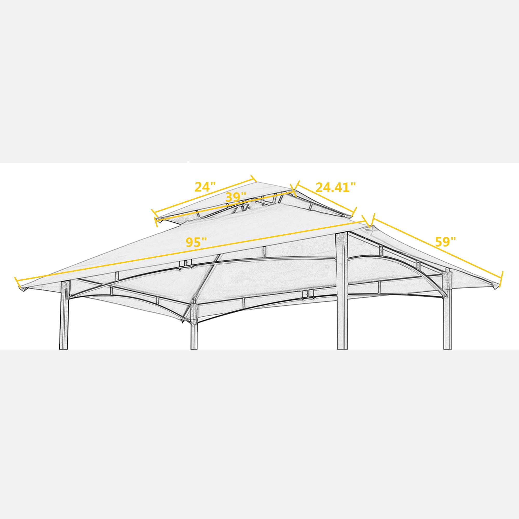 MengK 8x5Ft Grill Gazebo Replacement Canopy,Double Tiered BBQ Tent Roof Top Cover,Beige