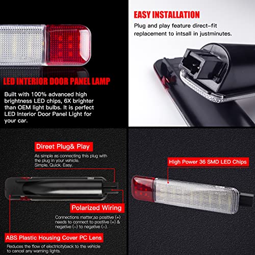Carrep LED Interior Door Panel Courtesy Light,Door Warning Light Lamp Assembly Compatible with Silverado/Sierra C/K 1500 2500 3500 Suburban Tahoe Avalanche Yukon Escalade