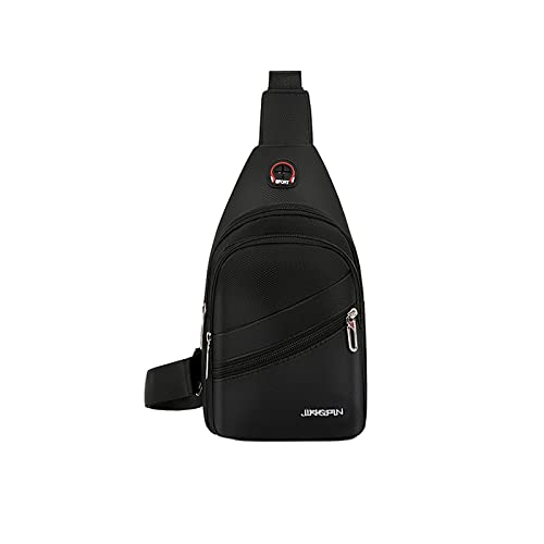 CENGNIAN Small Black Sling Crossbody Mini Backpack Shoulder Bag for Men Women, Lightweight One Strap Sling Bag for Hiking Walking Biking Travel Cycling, USB Charger