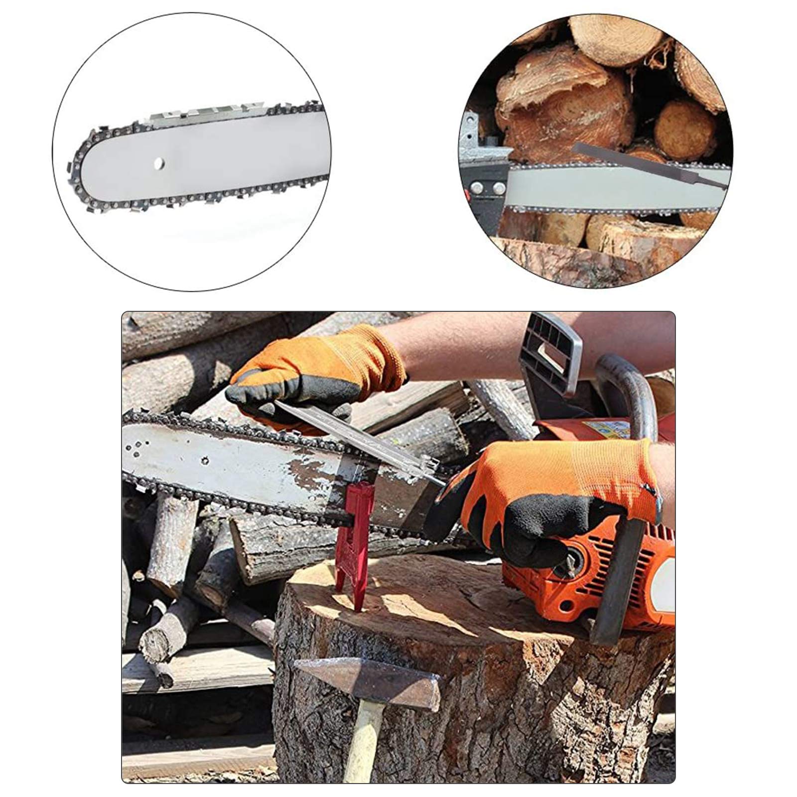 YEFA Upgraded Chainsaw File Kit, Includes 5/32, 3/16, and 7/32 Inch Round Files, Flat File, Handle, Filing Guide, and Pouch, 8 Piece Combo Set for Sharpening Chain Saw Blades (Blue&Black)
