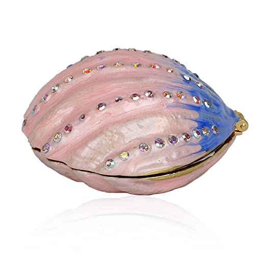 SEVENBEES Seashell Trinket Box Hinged Jewelry Boxes Sea Shell Trinket Box Seashells Ring Holder Figurine Collectible Ring Holder