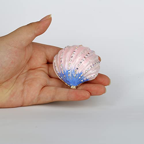 SEVENBEES Seashell Trinket Box Hinged Jewelry Boxes Sea Shell Trinket Box Seashells Ring Holder Figurine Collectible Ring Holder