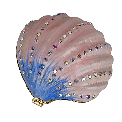 SEVENBEES Seashell Trinket Box Hinged Jewelry Boxes Sea Shell Trinket Box Seashells Ring Holder Figurine Collectible Ring Holder