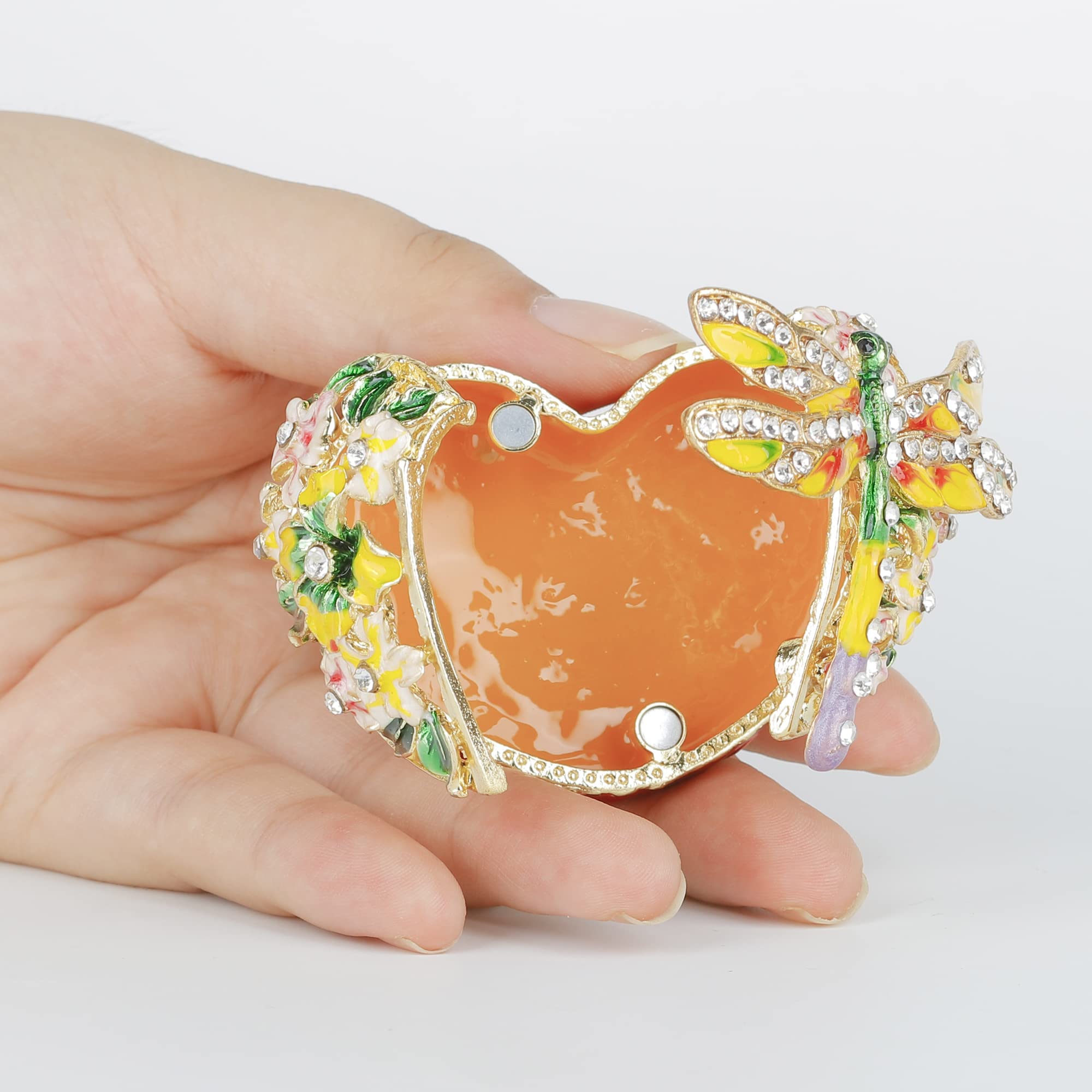 SEVENBEES Bejeweled Dragonfly Figurine Trinket Boxes Hinged Animal Jewelry Boxes for Girls or Women