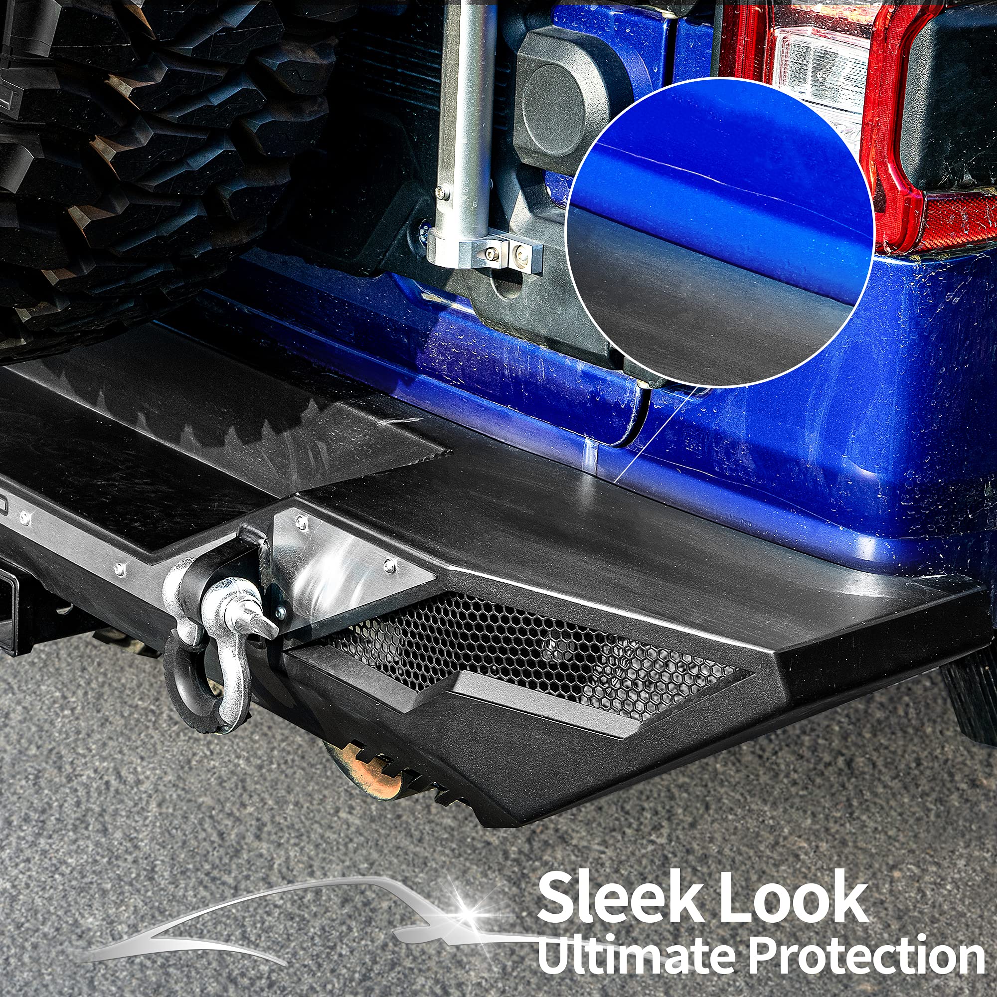 OEDRO Front & Rear Bumpers w/Tire Carrier Compatible for 2018-2025 Jeep Wrangler JL & Unlimited JLU (2/4 Doors), Full Width Back Bumper w/ 4 x LED Lights & Hitch Receiver & D-Rings & Reflective Armor