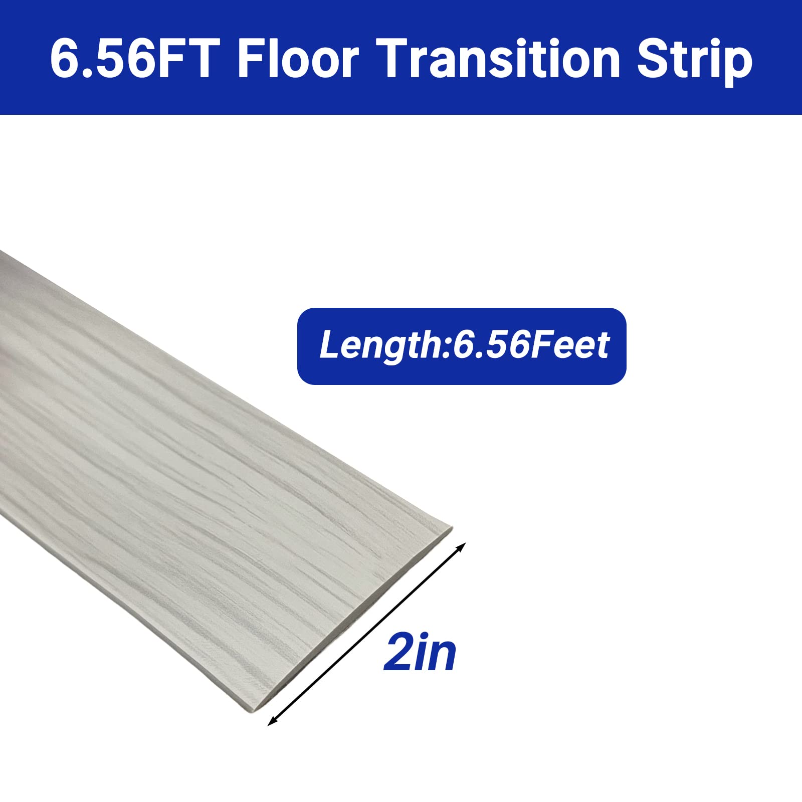 6.56 Ft Vinyl-Floor-Transition-Strip-Self-Adhesive 2 in Width - Guokller Rubber Transition Strips for Laminate Flooring/Repairing Floor Gaps and Doorway