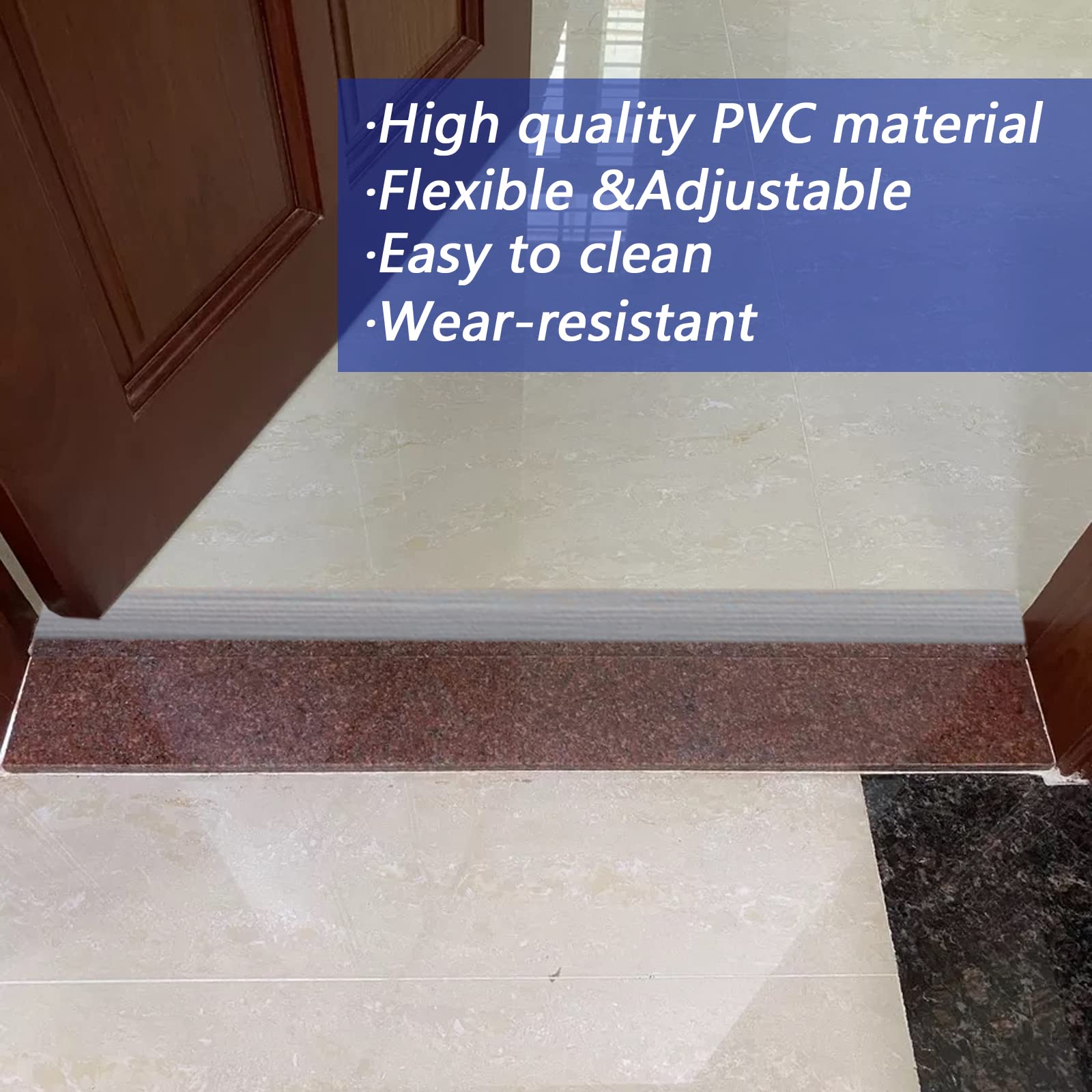 6.56 Ft Vinyl-Floor-Transition-Strip-Self-Adhesive 2 in Width - Guokller Rubber Transition Strips for Laminate Flooring/Repairing Floor Gaps and Doorway
