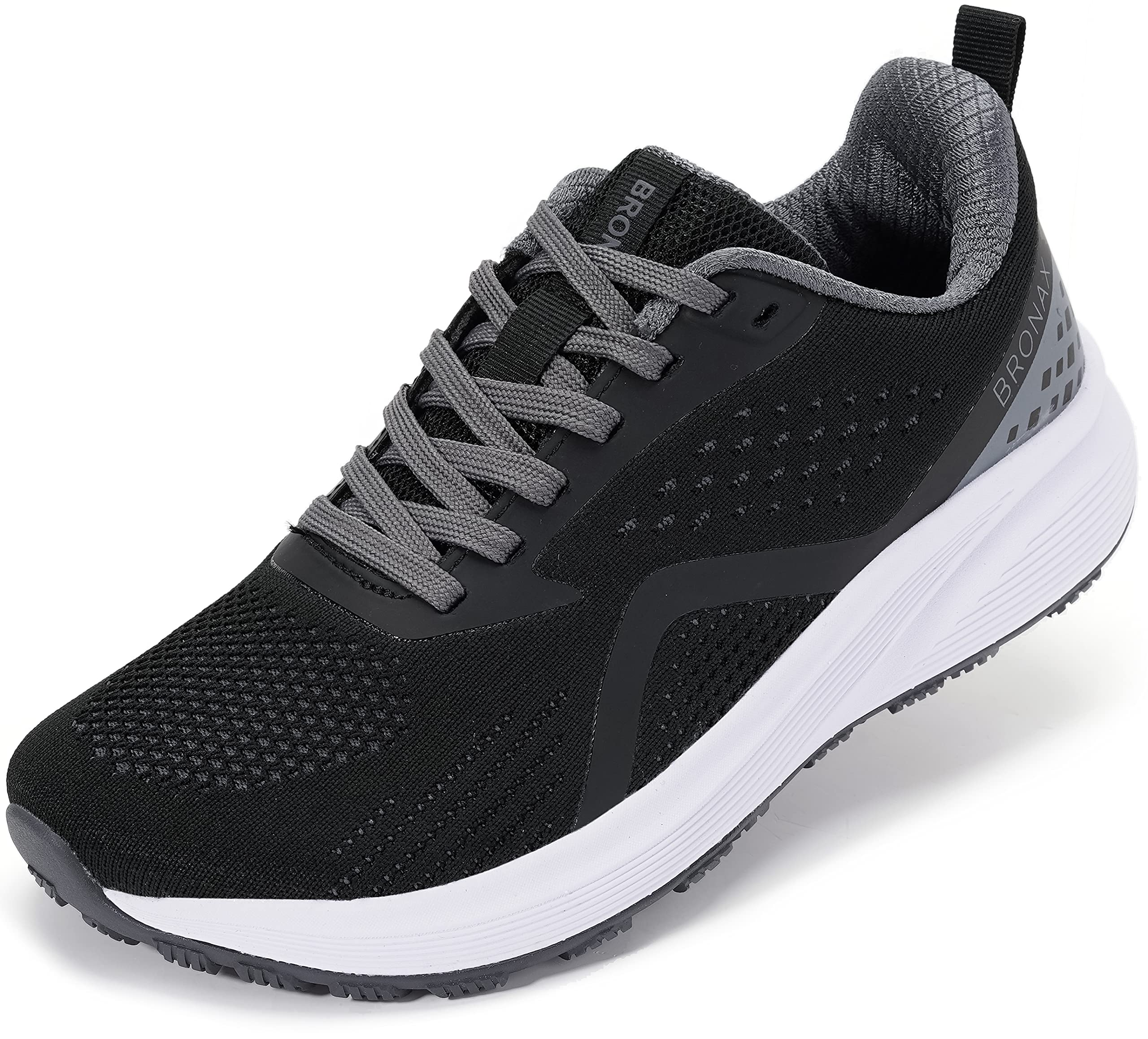 BRONAX Wide Toe Box Tennis Shoes for Women Lace up Breathable Mesh Size 9w with Arch Support Female Road Running Athletic Sports Fitness Stylish Fashion Ladies Sneakers Black 40
