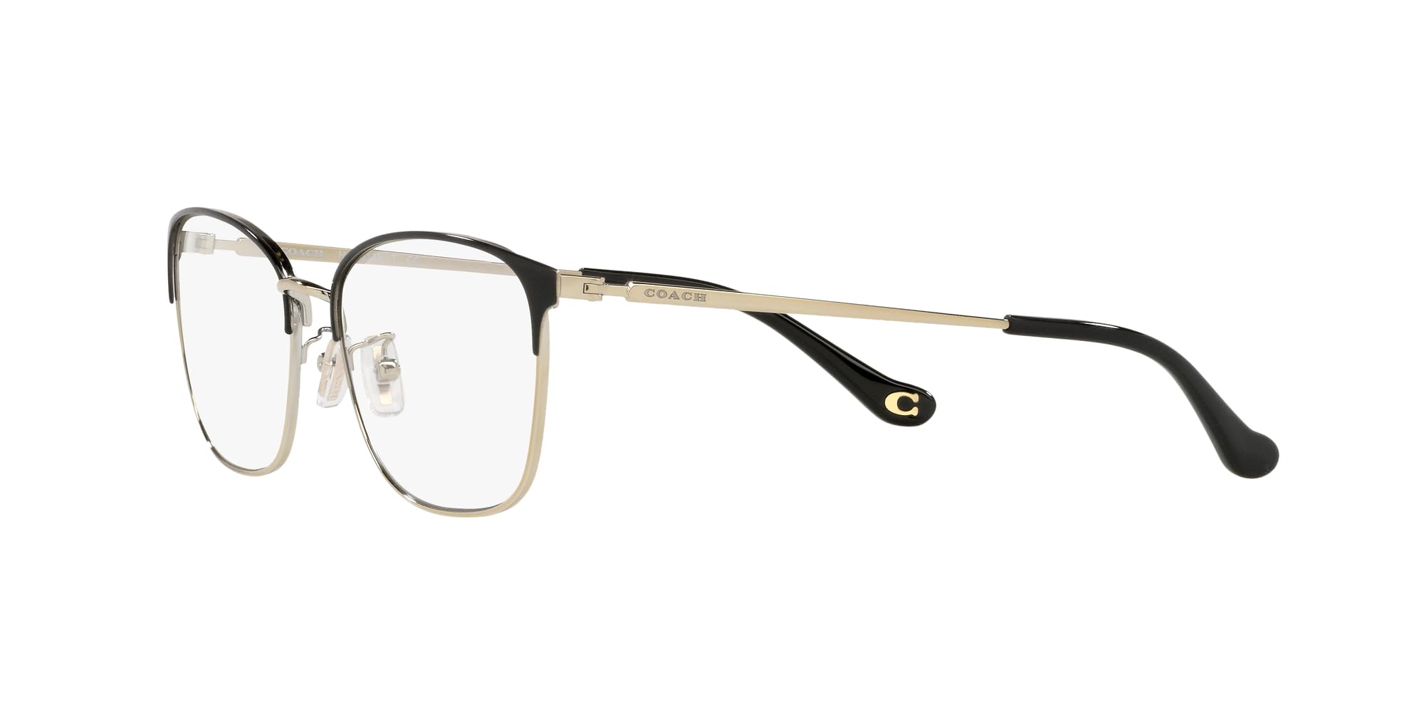 Coach HC5135 Prescription Eyewear Frames, Black/Light Gold/Clear Blue Light Filtering, 55 mm