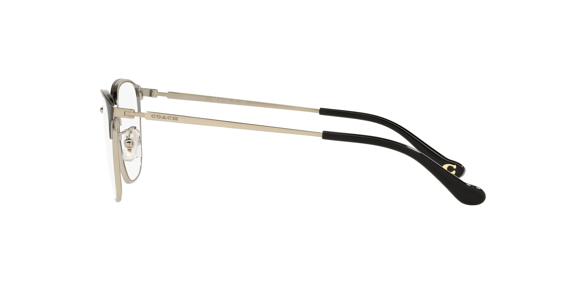 Coach HC5135 Prescription Eyewear Frames, Black/Light Gold/Clear Blue Light Filtering, 55 mm