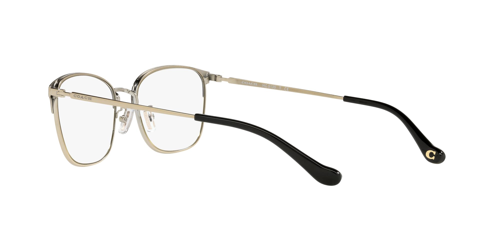 Coach HC5135 Prescription Eyewear Frames, Black/Light Gold/Clear Blue Light Filtering, 55 mm