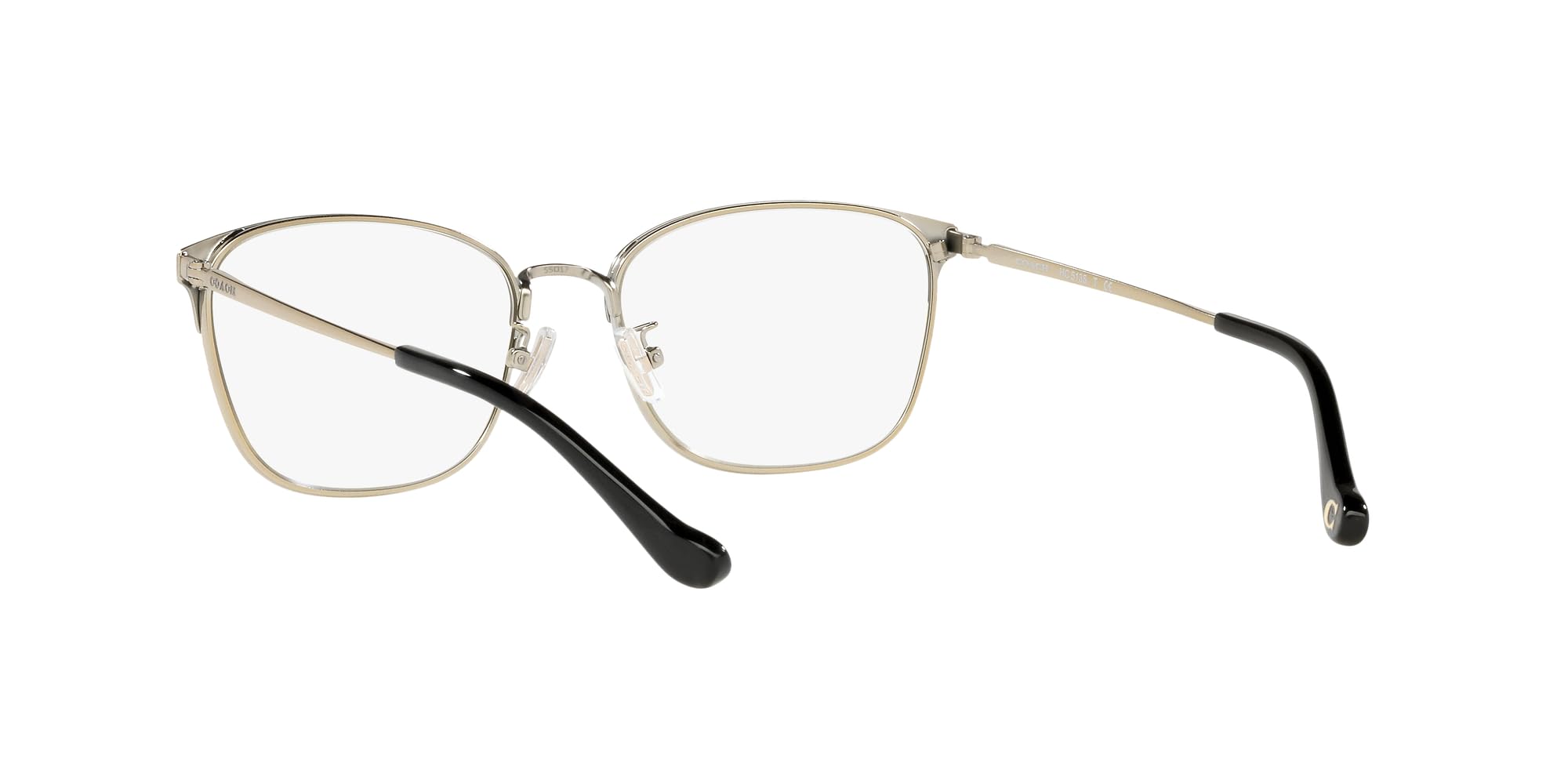 Coach HC5135 Prescription Eyewear Frames, Black/Light Gold/Clear Blue Light Filtering, 55 mm