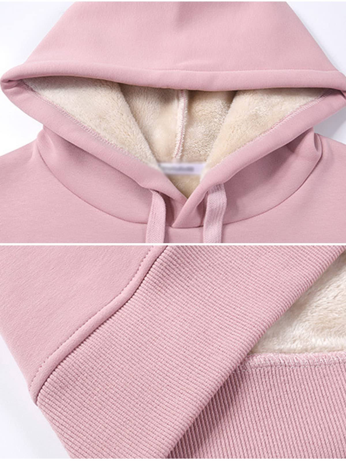 Ayturbo Women's Long Sleeve Fleece Lined Sweatshirt Casual Winter Warm Sherpa Hoodie Pullover(Pink,S)