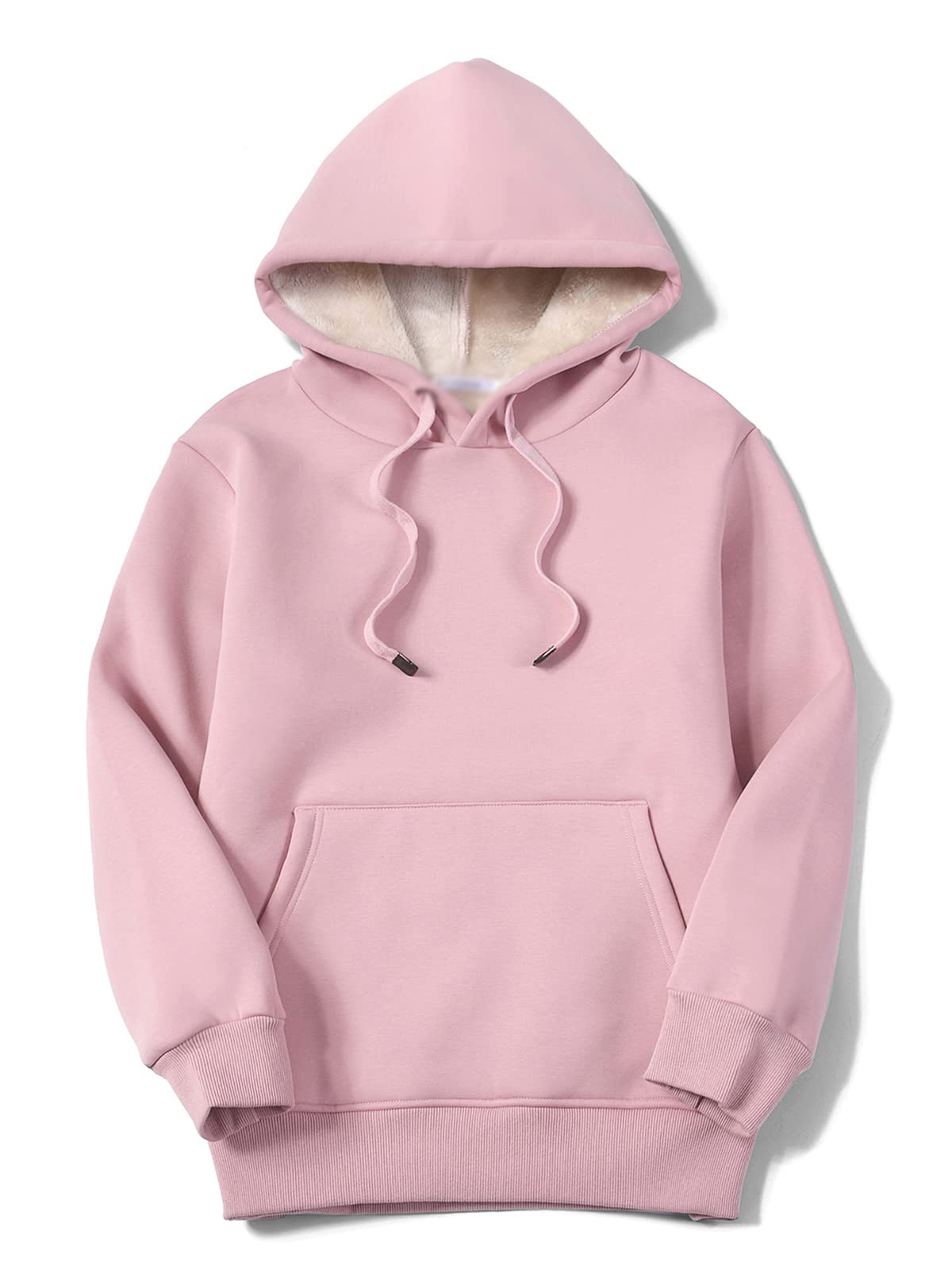 Ayturbo Women's Long Sleeve Fleece Lined Sweatshirt Casual Winter Warm Sherpa Hoodie Pullover(Pink,L)