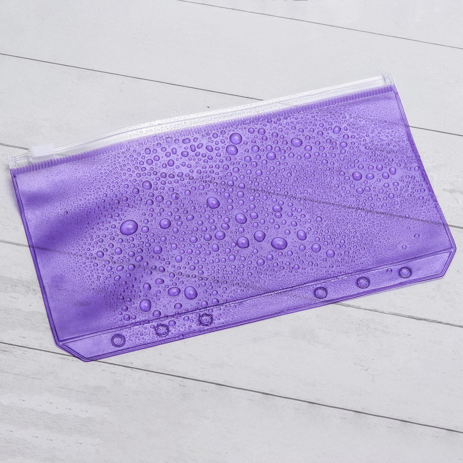 24Pcs A6 Binder Pockets 6 Holes Zipper Binder Pouch for Cash,ID Card,Credit Card, 8 Colors